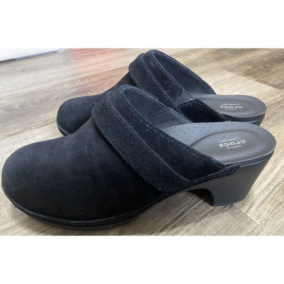 CROCS | Shoes | Crocs Sarah Black Suede Mules Clogs Shoes Womens Triple ...